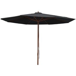 LONGZIMING - Sonnenschirm mit Holzmast 350 cm Schwarz