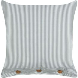Beliani - Dekokissen Mintgrün / Weiß Streifen Muster 45 x 45 cm Quadratisch mit Knöpfen für Wohnzimmer Schlafzimmer Sofa Sessel Bett - Grün