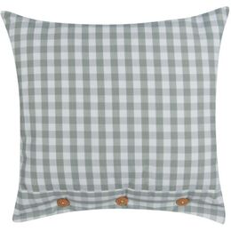 Beliani - Dekokissen Mintgrün / Weiß Karomuster 45 x 45 cm Quadratisch mit Knöpfen für Wohnzimmer Schlafzimmer Sofa Sessel Bett - Grün