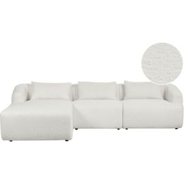 Beliani Ecksofa Cremeweiß Bouclé L-förmig 3-Sitzer Sofa mit Chaiselongue Rechtsseitig Wohnzimmermöbel Modern Wohnzimmer Ausstattung Wohnecke Sitzecke