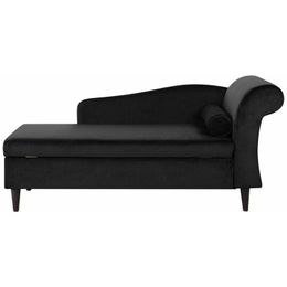 Beliani Chaiselongue Rechtsseitig Schwarz Samtstoff Holzfüße Glamourös Retro Mit Zierkissen