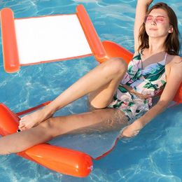 Aufblasbares Wasserliege Schwimmbett Wasser-Hängematte 4-in-1 Loungesessel Pool Lounge luftmatratze hängematte Orange - HENGDA