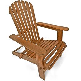 Sonnenliege Holz Wetterfest Klappbar 160kg Belastbarkeit xxl Armlehnen Rückenlehne Garten Balkon Terrasse Holzstuhl Ergonomisch Adirondack - Casaria