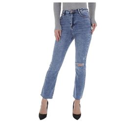 Ital-Design Bootcut-Jeans Damen Freizeit Destroyed-Look Stretch Bootcut Jeans in Blau