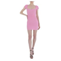 Ital-Design Minikleid Damen Elegant Stretch Strickoptik Minikleid in Pink