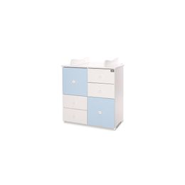 Lorelli Kommode Cupboard 83 x 71 x 96 cm, 4 Schubladen, 2 Türen mit Regalboden weiß blau
