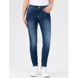 Stehmann Slim-fit-Jeans Peggy in mittelblauer Waschung mit Used-Effekten, blau