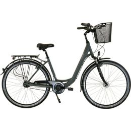 HAWK Bikes Cityrad HAWK City Wave Deluxe Plus Grey, 7 Gang Shimano Nexus Schaltwerk, für Damen und Herren, grau