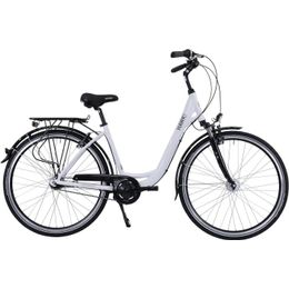 HAWK Bikes Cityrad HAWK City Wave Deluxe White, 7 Gang Shimano Nexus Schaltwerk, für Damen und Herren, weiß