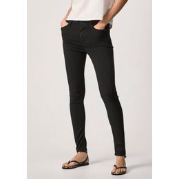 Pepe Jeans Röhrenjeans REGENT in Skinny Passform mit hohem Bund aus seidig bequemem Stretch Denim, schwarz