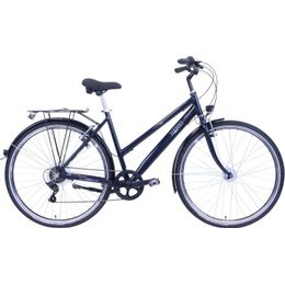 HAWK Bikes Cityrad CITYTREK EASY BLUE LADY, 7 Gang Shimano Tourney Schaltwerk, Kettenschaltung, für Damen und Herren, Kettenschaltung, blau