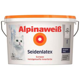 Alpina Wand- und Deckenfarbe Alpinaweiß Seidenlatex, seidenglänzend 5 Liter, weiß