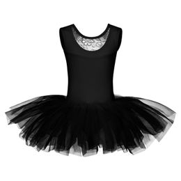 tanzmuster Tüllkleid Ballett Tutu mit Spitzeneinsatz Ballettkleid aus weicher Baumwolle mit langem Tüllrock