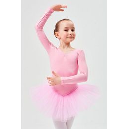 tanzmuster Tüllkleid Ballett Tutu Romy mit Glitzersteinen Langarm Ballettkleid aus weicher Baumwolle mit Tüllrock für Mädchen