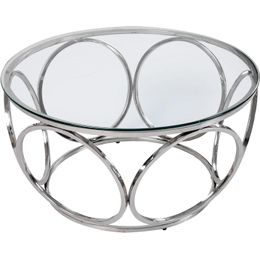 Couchtisch Salesfever Tische Gr. B/H/T: 80 cm x 40 cm x 80 cm, Silber/Klarglas, silberfarben (silber, silber, klar) Couchtische rund oval