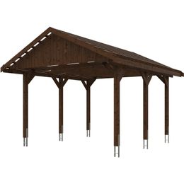 Skan Holz Einzelcarport SKANHOLZ "Wallgau" Carports Gr. B/H/T: 430 cm x 215 cm x 500 cm, braun (nussbaum) Carports