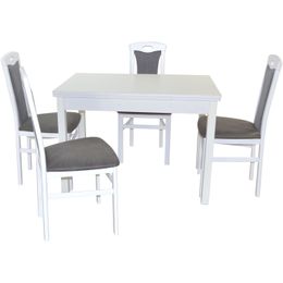 Essgruppe HOFMANN LIVING AND MORE "5tlg. Tischgruppe" Sitzmöbel-Sets Gr. B/H/T: 45 cm x 95 cm x 48 cm, Polyester, Ansteckplatte, weiß (weiß, schwarz, weiß) Essgruppen