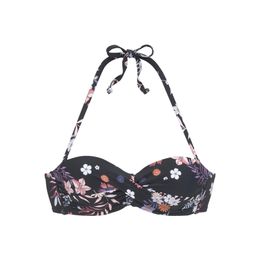 Bügel-Bandeau-Bikini-Top Sunseeker "Bettie" Gr. 36, Cup D, schwarz (schwarz bedruckt) Damen Bikini-Oberteile Ocean Blue