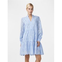 Blusenkleid Y.A.S "YASHOLI LS DRESS S. NOOS" Gr. XL (42), N-Gr, blau (clear sky) Damen Kleider Langarm