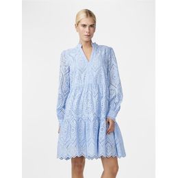 Blusenkleid Y.A.S "YASHOLI LS DRESS S. NOOS" Gr. S (36), N-Gr, blau (clear sky) Damen Kleider Langarm