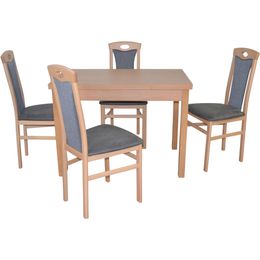 Essgruppe HOFMANN LIVING AND MORE "5tlg. Tischgruppe" Sitzmöbel-Sets Gr. B/H/T: 45 cm x 95 cm x 48 cm, Polyester, Ansteckplatte, buche, nachbildung, schwarz, nachbildung Essgruppen