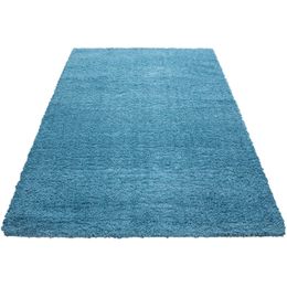 Hochflor-Teppich Ayyildiz Teppiche "Ancona 9000" Teppiche Gr. B/L: 240 cm x 340 cm, 50 mm, 1 St., blau (türkis) Esszimmerteppiche