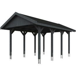 Skan Holz Einzelcarport SKANHOLZ "Wallgau" Carports Gr. B/H/T: 380 cm x 215 cm x 600 cm, grau (schiefergrau) Carports