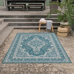 Teppich Home Affaire "Oriental Outdoor" Teppiche Gr. B/L: 200 cm x 300 cm, 5 mm, 1 St., blau (hellblau) Orientalische Muster