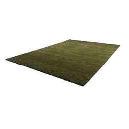 Wollteppich morgenland "Gabbeh Teppich Uni" Teppiche Gr. B/L: 80 cm x 400 cm, 18 mm, 3,2 m², 1 St., grün (schwarzgrün) Schurwollteppiche