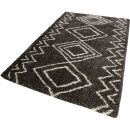 Hochflor-Teppich Wecon Home "Yagour" Teppiche Gr. B/L: 120 cm x 170 cm, 50 mm, 1 St., grau (anthrazit, naturfarben) Esszimmerteppiche