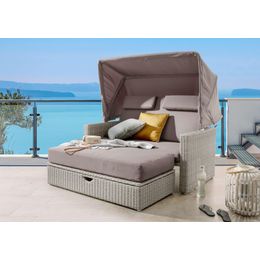 Gartenlounge-Set Destiny "FLORENZ" Sitzmöbel-Sets Gr. B/H/T: 145 cm x 85 cm x 80 cm, Polyester, Multifunktionslounge-Balkonlounge-Lounge, weiß (naturweiß, taupe) Outdoor Möbel