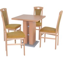Essgruppe HOFMANN LIVING AND MORE "5tlg. Tischgruppe" Sitzmöbel-Sets Gr. B/H/T: 45 cm x 95 cm x 48 cm, Polyester, buche, nachbildung, gelb, nachbildung Essgruppen