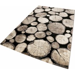 Teppich Wecon Home "Logs" Teppiche Gr. B/L: 133 cm x 200 cm, 13 mm, 1 St., beige (beige, braun) Esszimmerteppiche