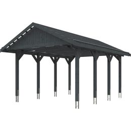 Skan Holz Einzelcarport SKANHOLZ "Wallgau" Carports Gr. B/H/T: 430 cm x 215 cm x 600 cm, grau (schiefergrau) Carports