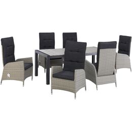 Garten-Essgruppe Konifera "Alva" Sitzmöbel-Sets Gr. B/H/T: 62 cm x 112 cm x 65 cm, Polyester, schwarz / natur + Rückenlehne verstellbar, schwarz (schwarz, natur) Outdoor Möbel