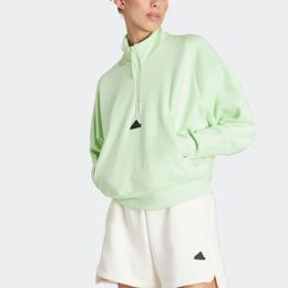 Sweatjacke adidas Sportswear "W Z.N.E. QZ" Gr. L, grün (semi green spark) Damen Sweatjacken