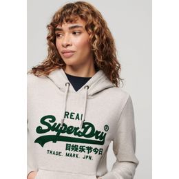 Kapuzensweatshirt Superdry "EMBROIDERED VL GRAPHIC HOODIE" Gr. XL, beige (oat cream marl) Damen Sweatshirts