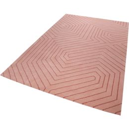 Wollteppich Esprit "Raban" Teppiche Gr. B/L: 70 cm x 140 cm, 10 mm, 1 St., rosa (rosé) Esszimmerteppiche