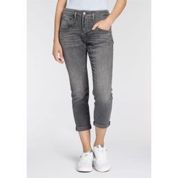 5-Pocket-Jeans Herrlicher "Shyra Cropped Denim Black Light" Gr. 32, N-Gr, schwarz (meteroite) Damen Jeans 5-Pocket-Jeans
