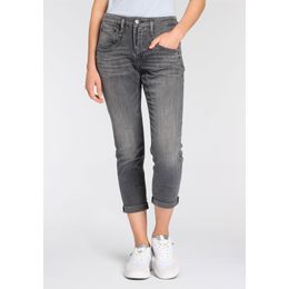 5-Pocket-Jeans Herrlicher "Shyra Cropped Denim Black Light" Gr. 27, N-Gr, schwarz (meteroite) Damen Jeans 5-Pocket-Jeans