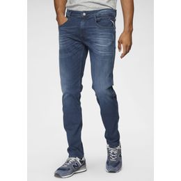 Slim-fit-Jeans Replay "ANBASS" Gr. 31, Länge 32, blau (mid, blue) Herren Jeans Slim Fit