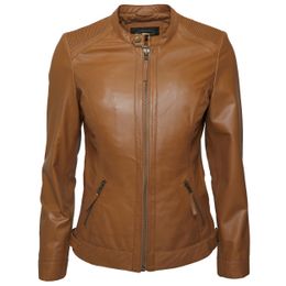 Lederjacke JCC "31024018", Damen, Gr. XL, braun (cognac), Obermaterial 100% Leder, Lamm / Futter 65% Polyester; 35% Baumwolle / Ärmelfutter: 100% Polyester, Jacken