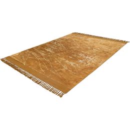 Teppich Padiro "Dolce Vita 225" Teppiche Gr. B/L: 80 cm x 150 cm, 10 mm, 1 St., goldfarben (gold) Esszimmerteppiche