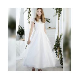 Dalary Tüllkleid Blumenmädchenkleid Kommunionkleid Dalary DK-223 Weiß