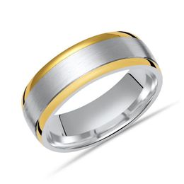 UNIQUE Fingerring Matter Silberring polierte goldene Kanten