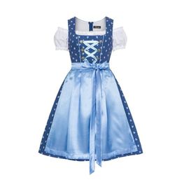 Ramona Lippert Dirndl Julia Damen Trachtenkleid blau mit Bluse Gr. 38-50 Rocklänge 65 cm