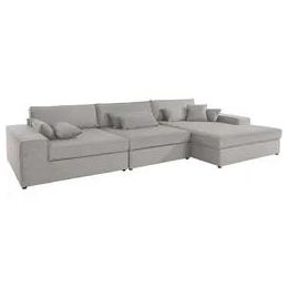 Ecksofa RAUM.ID "Enid L-Form", grau (hellgrau), B:360cm H:75cm, Baumwollmix (60% Baumwolle/40% Leinen), Struktur fein (100% Polyester), Samtoptik (100% Polyester), Samtvelours (100% Polyester), Struktur (100% Polyester), Struktur recycelt (100% recyceltes Polyester), Sofas, 3 Teile, bestehend aus Modulen, in vielen Bezügen, auch in Breitcord