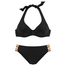 Vivance By Lascana Bikini Damen Gr&ouml;&szlig;e XXL dunkelblau / gelb / pink / schwarz / silber