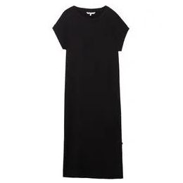 Tom Tailor DENIM Damen Midi T-Shirt-Kleid, schwarz, Uni, Gr. XL