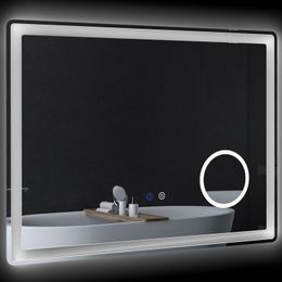 kleankin Badspiegel mit integriertem dreifach-Vergrößerungsspiegel weiß (Farbe: weiß)